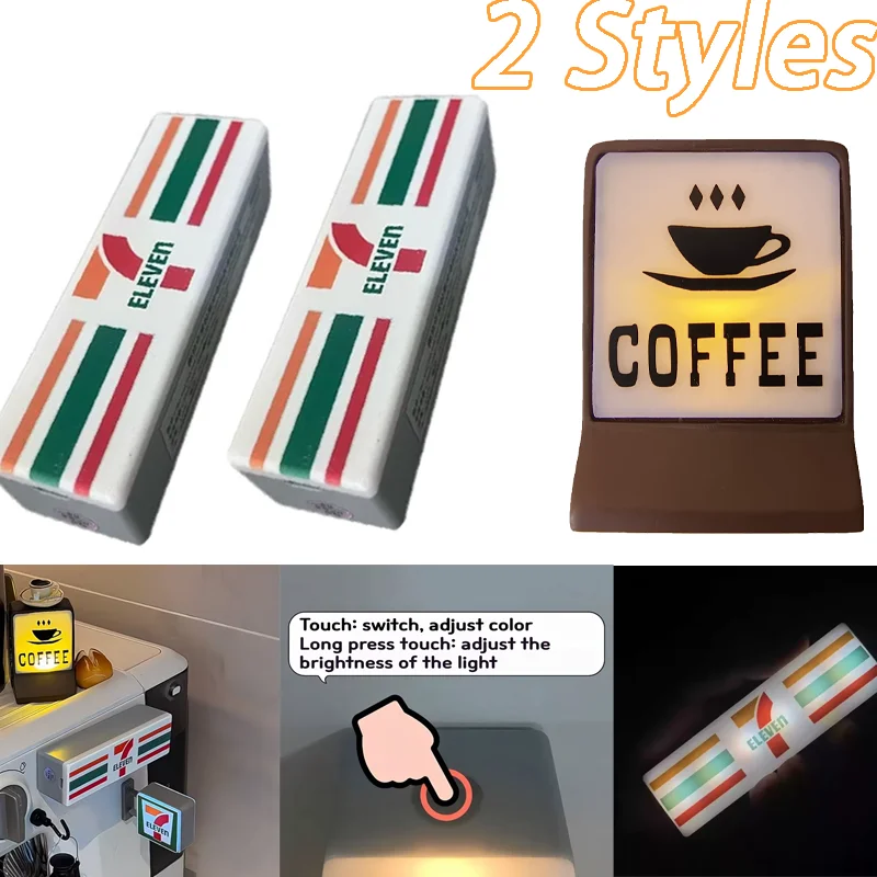Coffee Shop Magnetic Fridge Stickers Creative Convenience Store Light ...