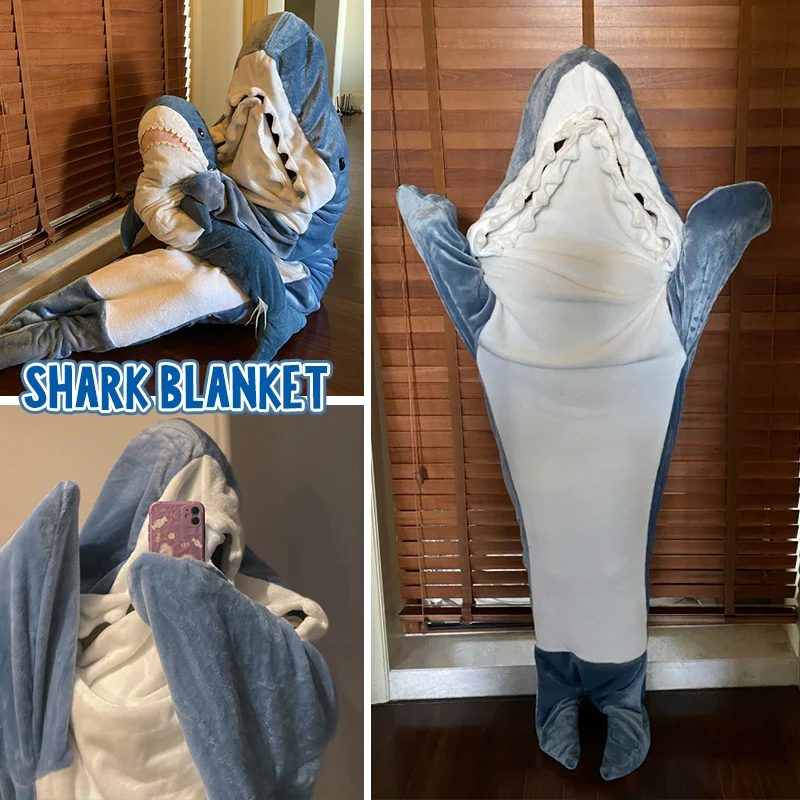 4Szes-Adult-Winter-Wearable-Cozy-Shark-Blanket-Soft-Flannel-Shark ...