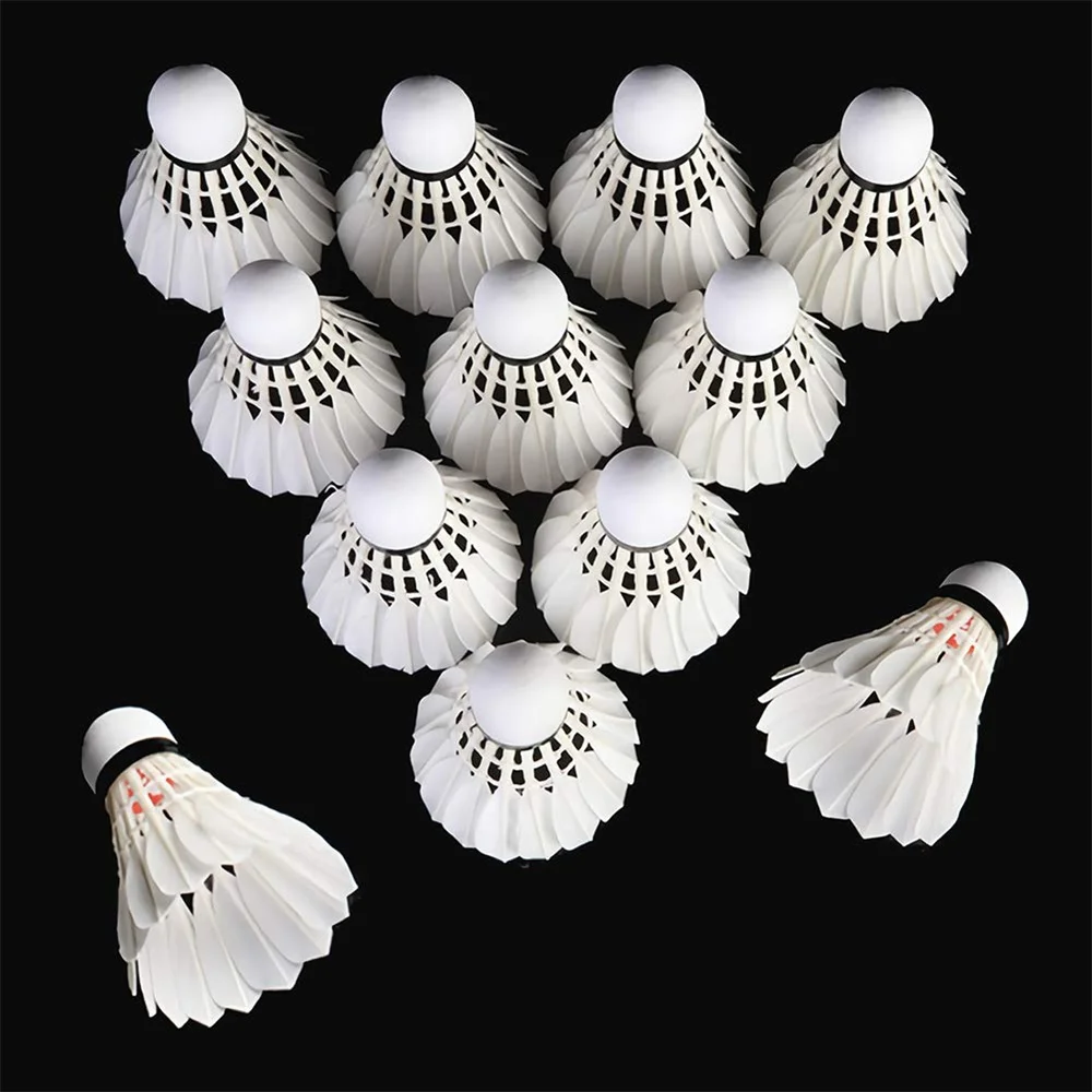12PCS-Badminton-Shuttlecock-White-Goose-Board-Feather-Flying-Stability ...