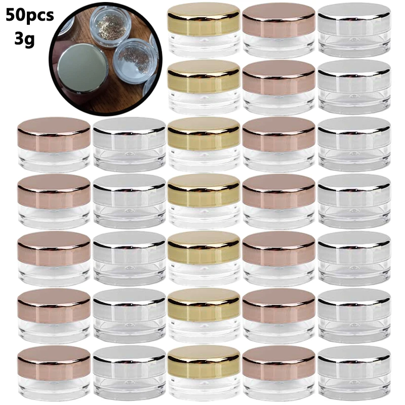 50pcs-3g-3ml-Makeup-Jar-Cosmetic-Empty-Container-with-Rose-Gold-Lid ...