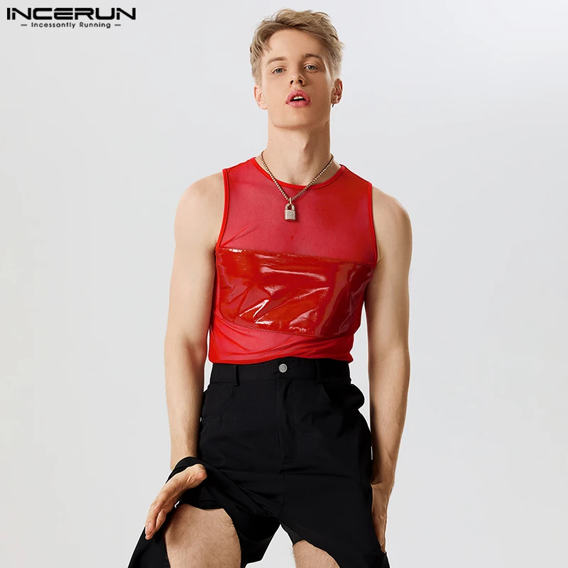 Incerun-Tops-2023-American-Style-Herren-durchsichtige-Mesh-Patchwork ...