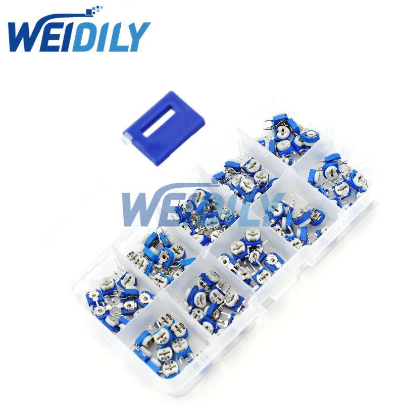 100PCS RM063 Vertical Adjustable Resistor Kit In Box 500 ohm 1M ohm 10 ...