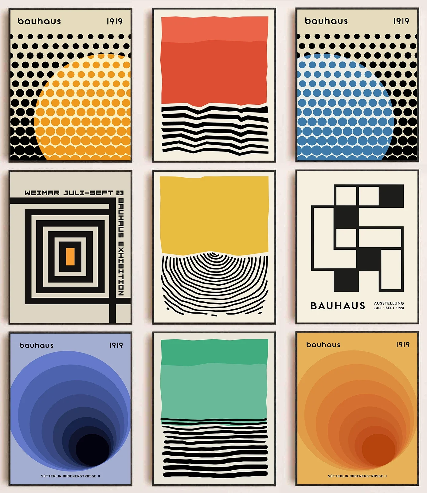 Modernista bauhaus geométrico cartaz da lona sala de estar arte da ...