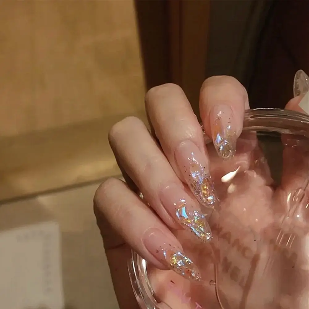 Solar Nails With Glitter Tips