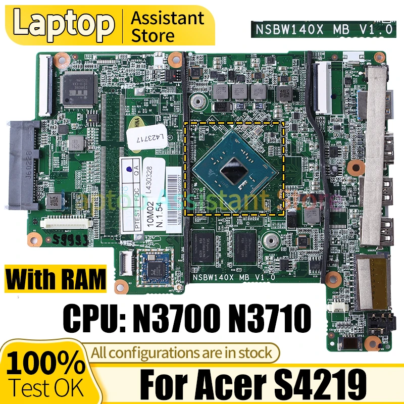 X541sc Motherboard N3710 Cpu 4gb Ram Rev 20 For Asus