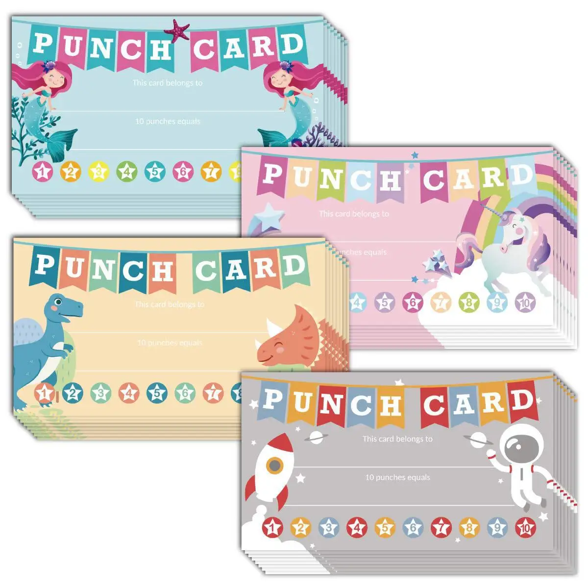 50Pcs-Cartoon-Animals-Kids-Reward-Incentive-Punch-Cards-For-Children ...