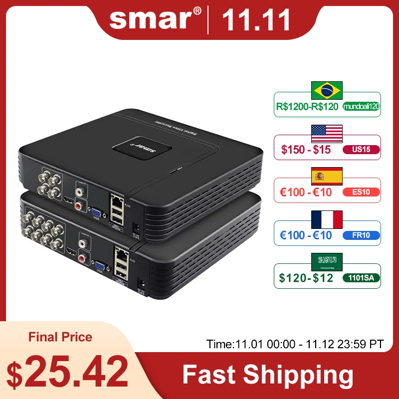 Smar 5 in 1 CCTV Mini DVR TVI CVI AHD CVBS IP Camera Digital Video ...
