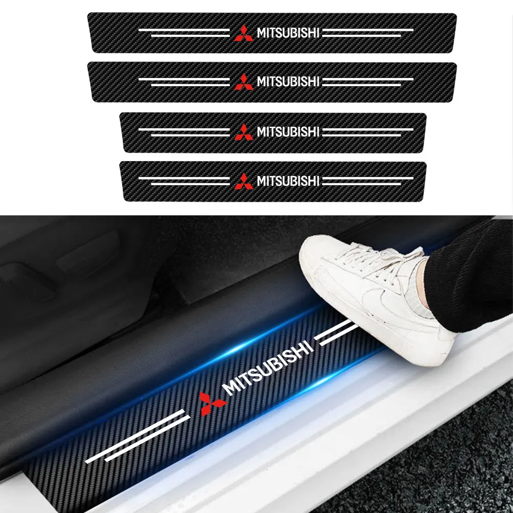 4pcs-set-Carbon-Fiber-Leather-Car-Door-Sill-Anti-Scratch-Decorative ...