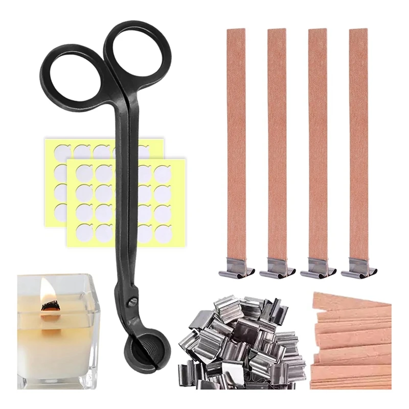 151PCS-Candle-Making-Set-Wooden-Candle-Wicks-With-Metal-Base-For-Candle ...