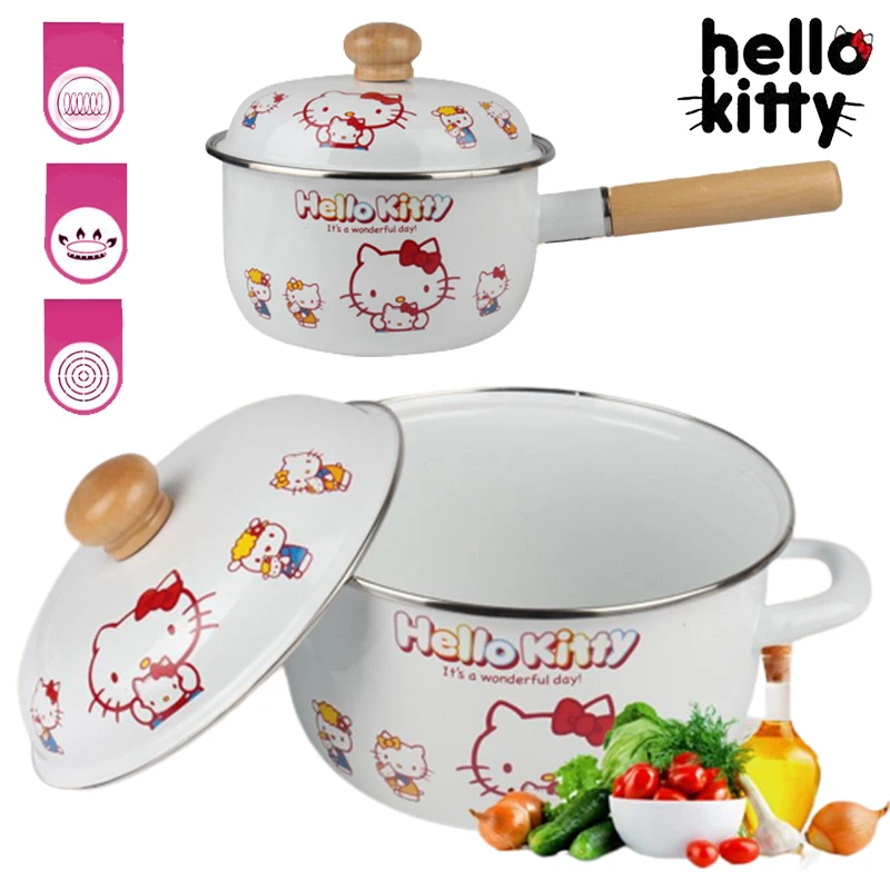 Hello-Kitty-Soup-Pot-Creative-Enamel-Bowl-Cup-Milk-Pot-Set-Kitchen ...
