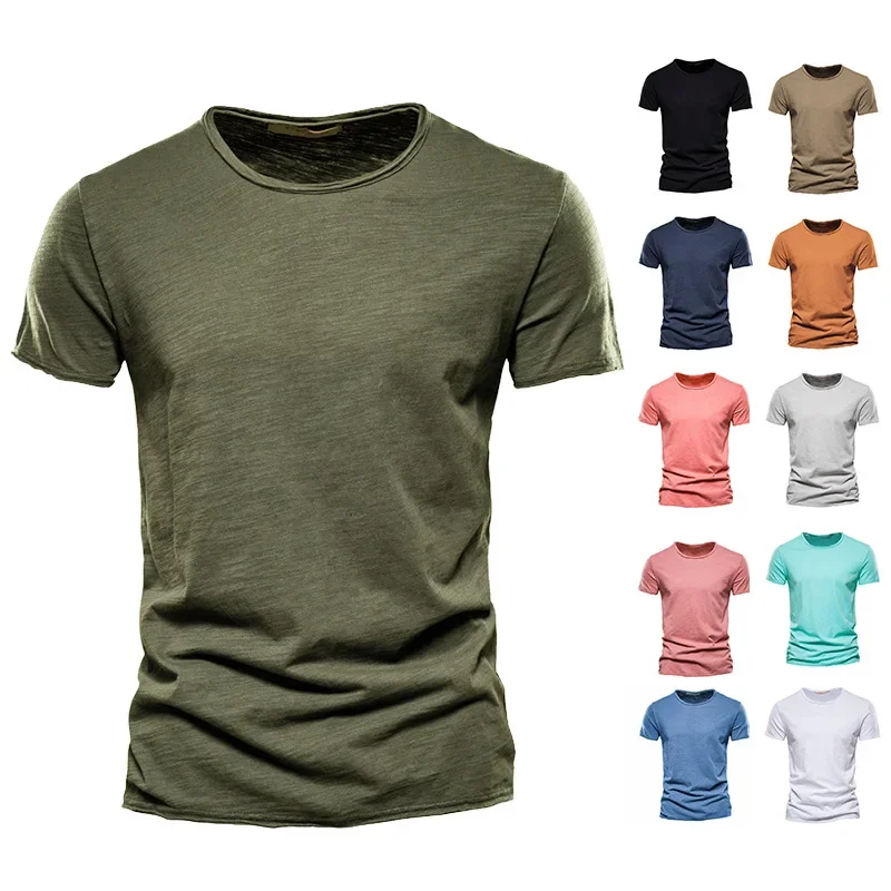 Quality-100-Cotton-Men-T-shirt-Fashion-Cut-Design-Slim-Fit-Soild-Men-s ...