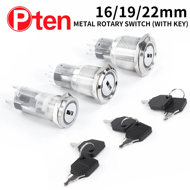 16-19-22mm-with-key-Metal-Rotary-Push-Button-Switch-2-3-position-self ...