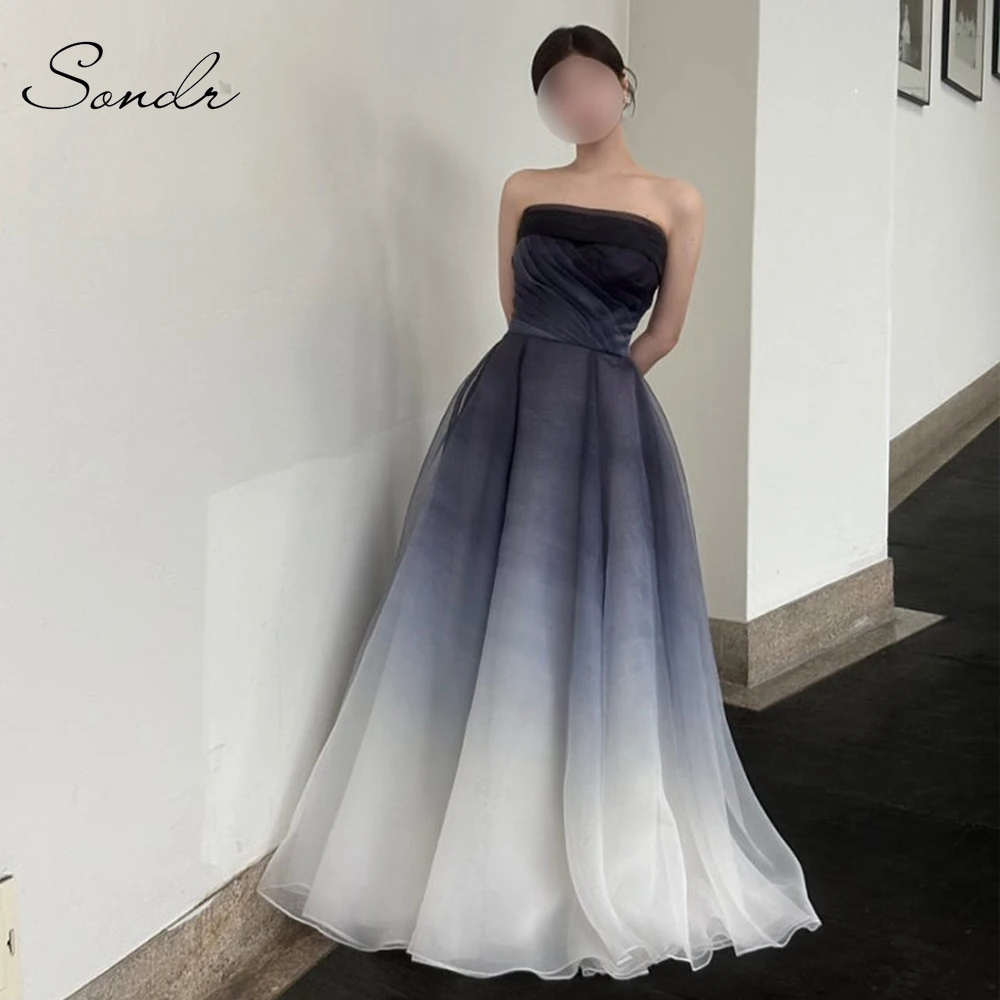 Sondr Gradient Blue Elegant Evening Dresses Korean Prom Dresses Party ...