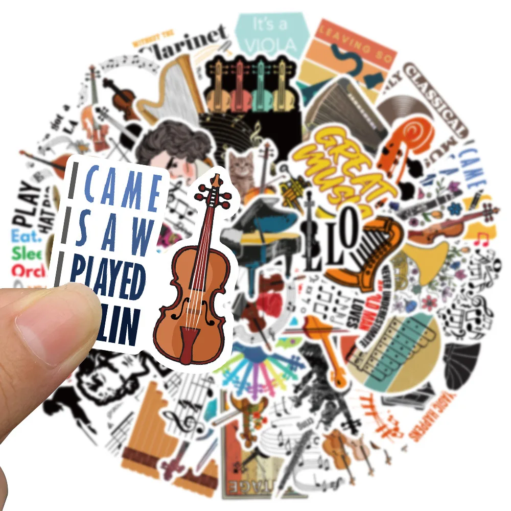 10-52pcs-Orchestral-Instrument-Stickers-Violin-Drum-Kit-Decal-Music ...