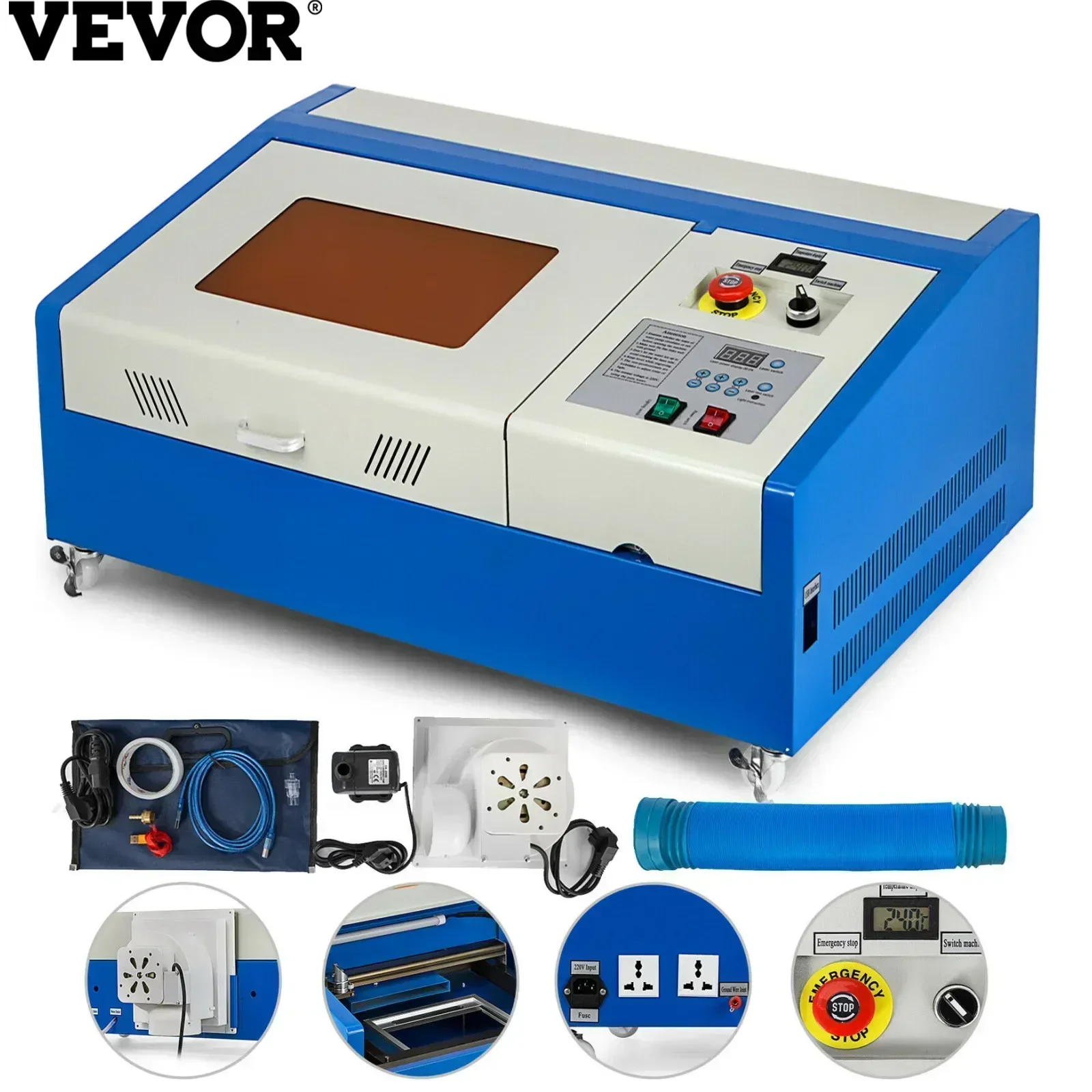 VEVOR 40W CO2 Laser Engraving Machine 300x200mm K40 Cutting Laser ...