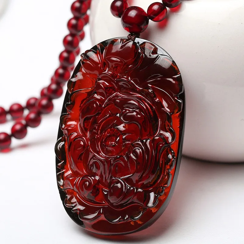 Blood-Pearl-Pendant-Amber-Beeswax-Peony-Flower-Blood-Pool-Flower-Pearl ...