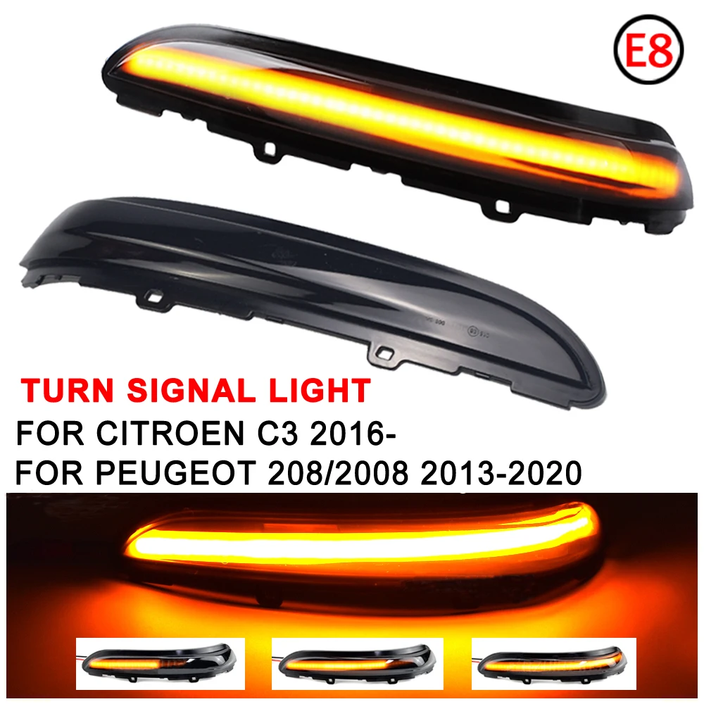 2pcs Sequential Flashing Blinker For Peugeot 2008 208 LED Dynamic Turn ...