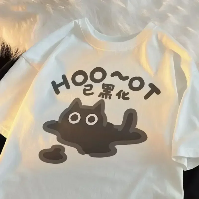 Japanese-Cartoon-Cat-Pure-Cotton-Short-Sleeved-T-shirt-for-Men-and ...