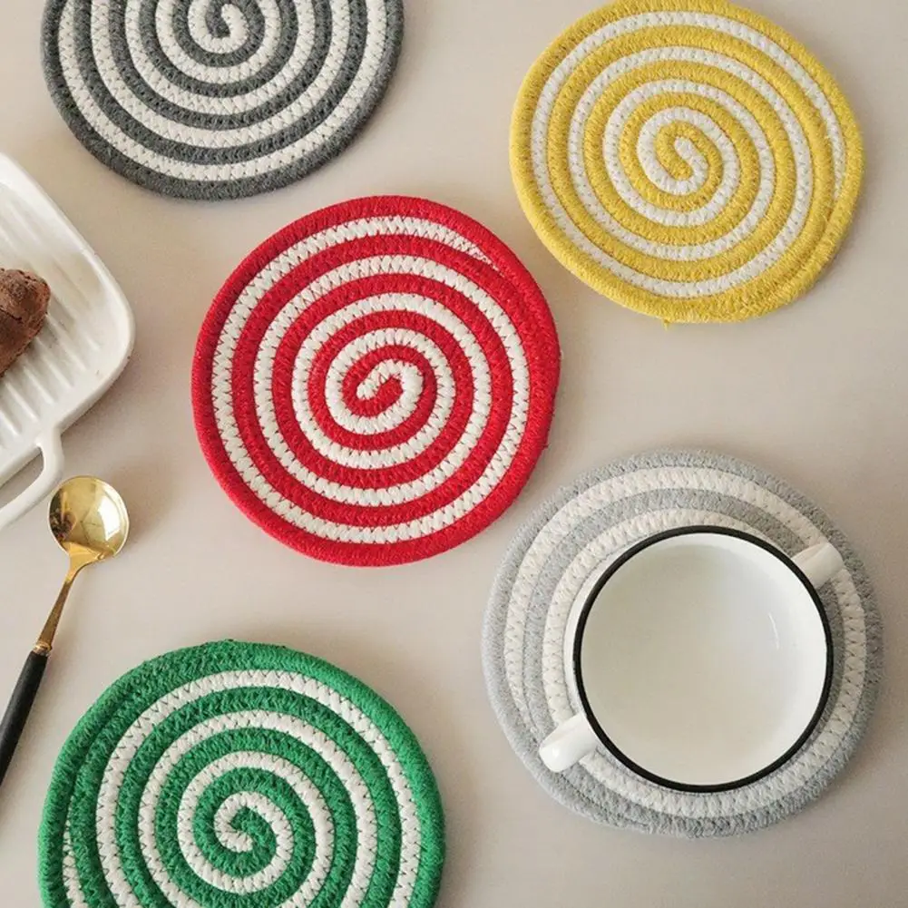 Nordic Style Coasters Cotton Line Placemat Bowl Pad Non-slip Round Tea ...