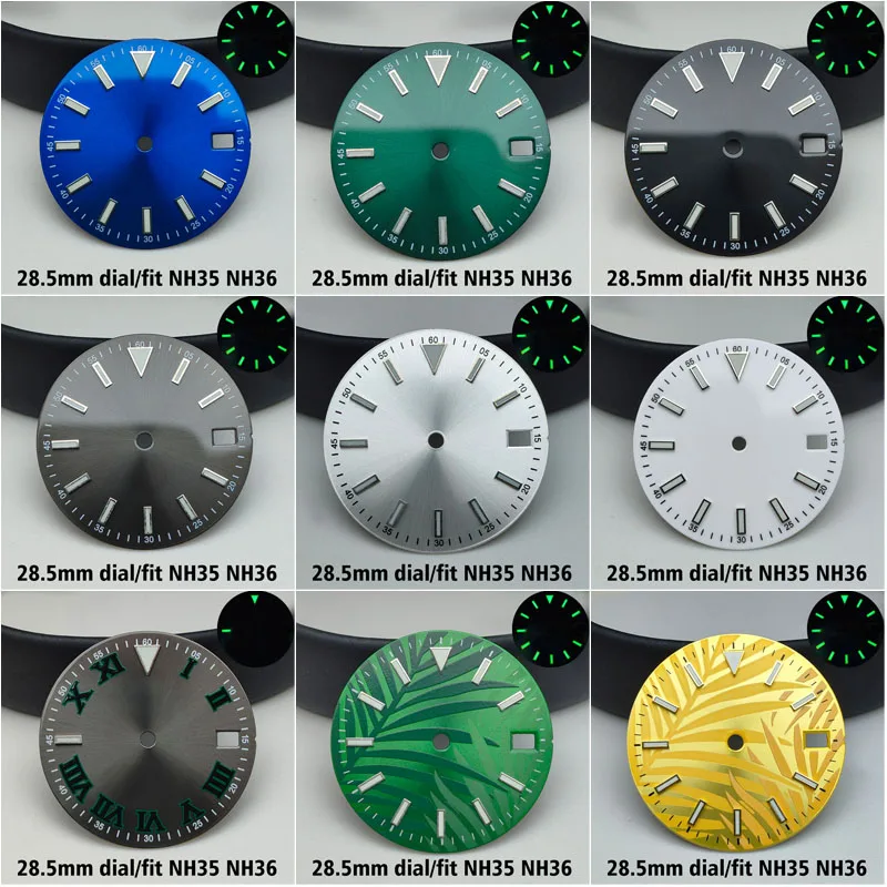 Replacement-28-5MM-Watch-Dial-Single-Calendar-Green-Luminous-Dial-for ...