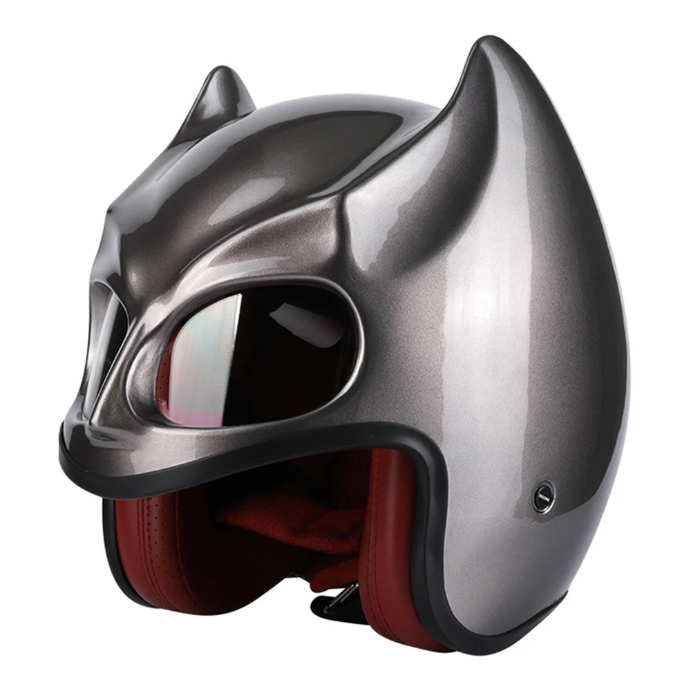 Bright-Grey-Open-Face-Ear-Biker-Helmet-Wear-Resistant-Motocross ...