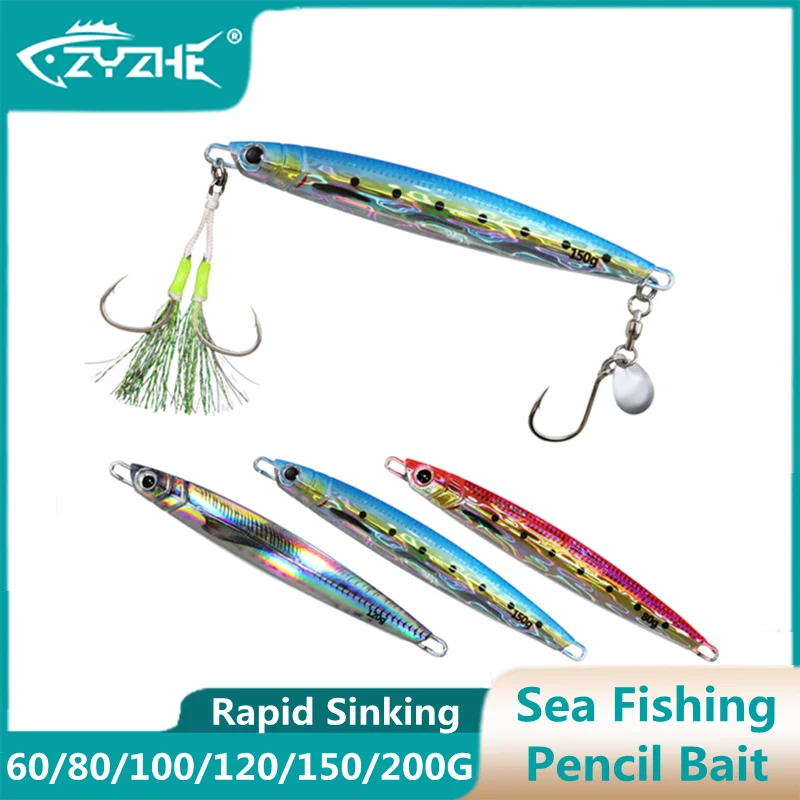 ZYZ-Sea-Fishing-JiG-Bait-60-200G-with-Metal-Jig-Lure-Sabiki-Fishhooks ...