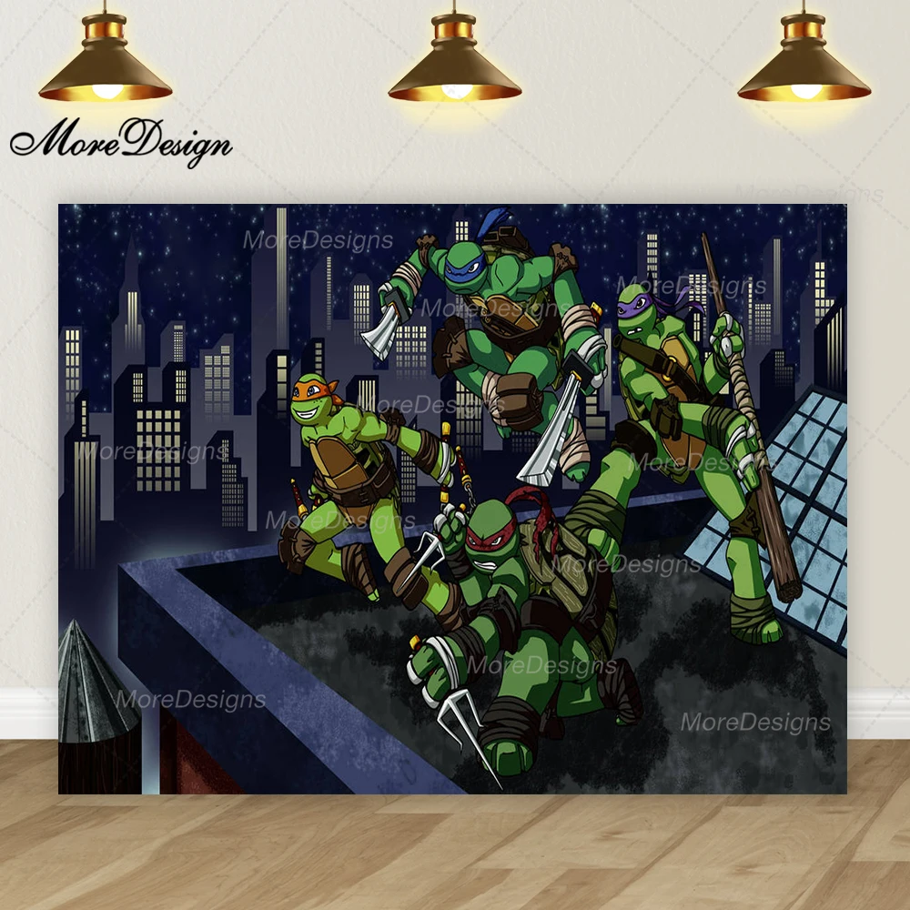 Ninja Turtles Photo Backdrop Boys Birthday Party TMNT City Building ...