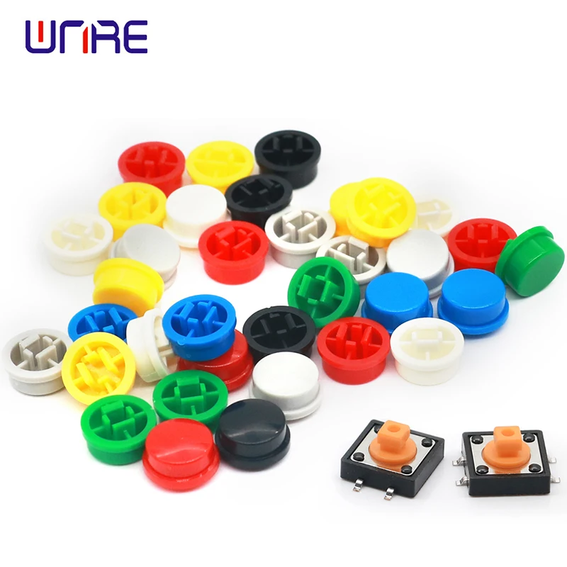 50pcs-Round-Tactile-Push-Button-Caps-Kits-Red-Blue-Yellow-White-Black ...