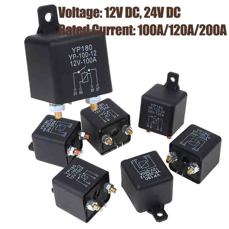 High Current 4 Pin Car Relay 12V 24V 200A 120A 100A Car Truck Motor ...