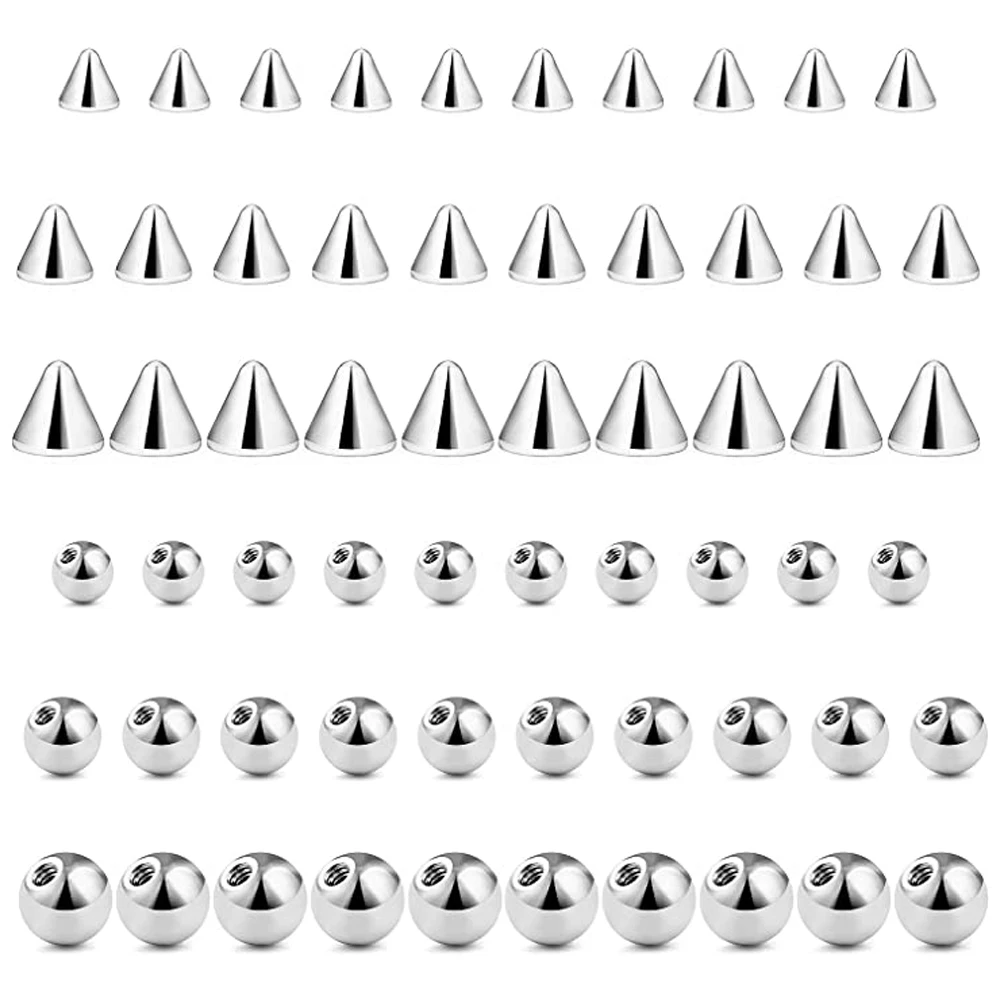 60PCS-14G-16G-4-6mm-316L-Surgical-Steel-Replacement-Balls-Spikes-Body-Jewelry-Piercing-Barbell ...