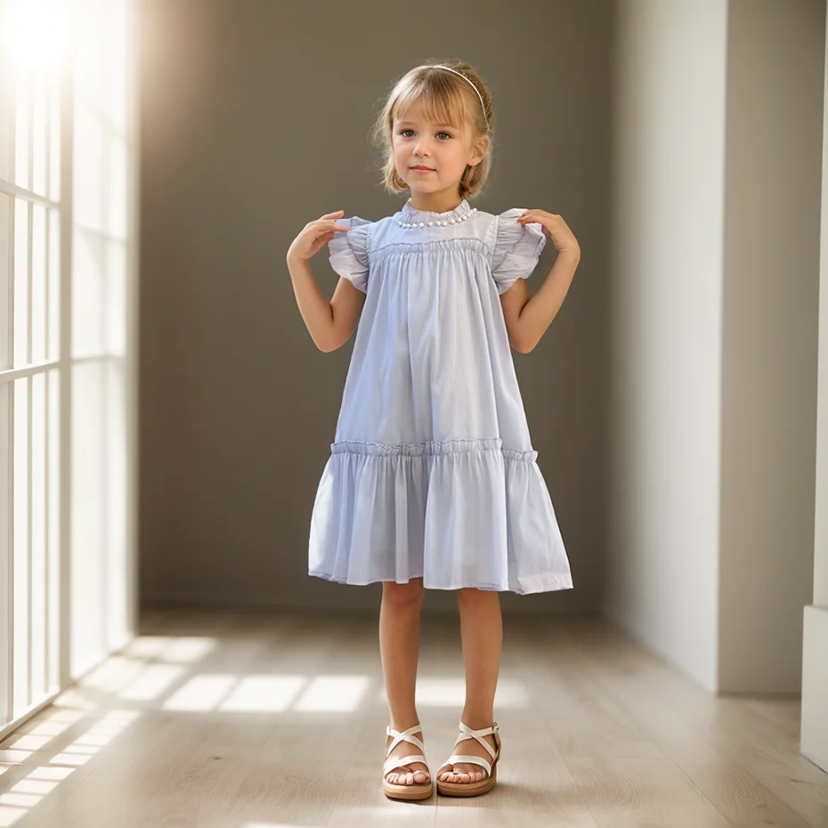 Big-Girls-Dress-Solid-Color-Girls-Dresses-Summer-Kids-Dresses-Casual ...