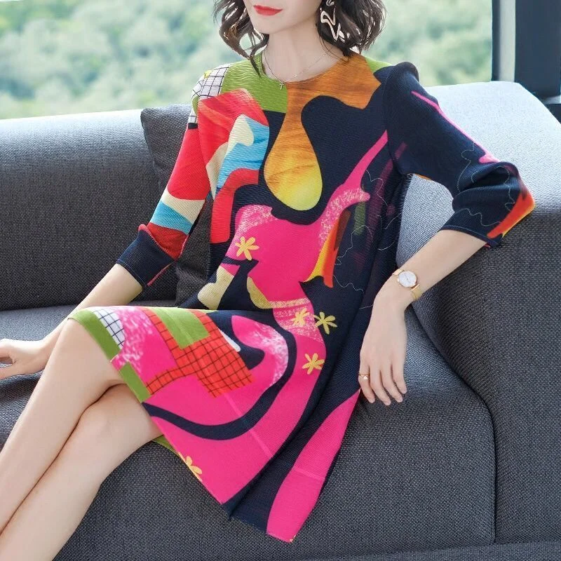 Robe-mi-longue-col-rond-pour-femme-robe-trap-ze-mince-mode-populaire ...