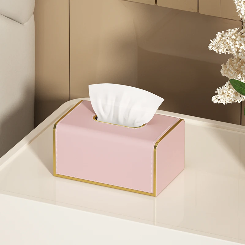 Pink-high-appearance-level-light-luxury-leather-tissue-box-used-in ...