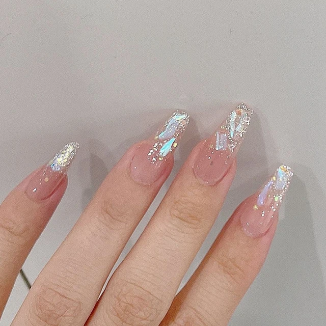 Solar Nails With Glitter Tips