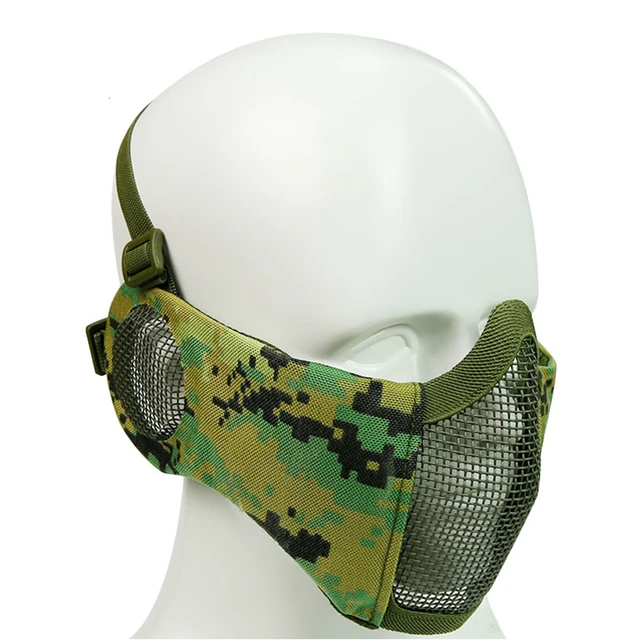 Tactical Metal Steel Net Mesh Mask Hunting Half Face Ear Protection ...
