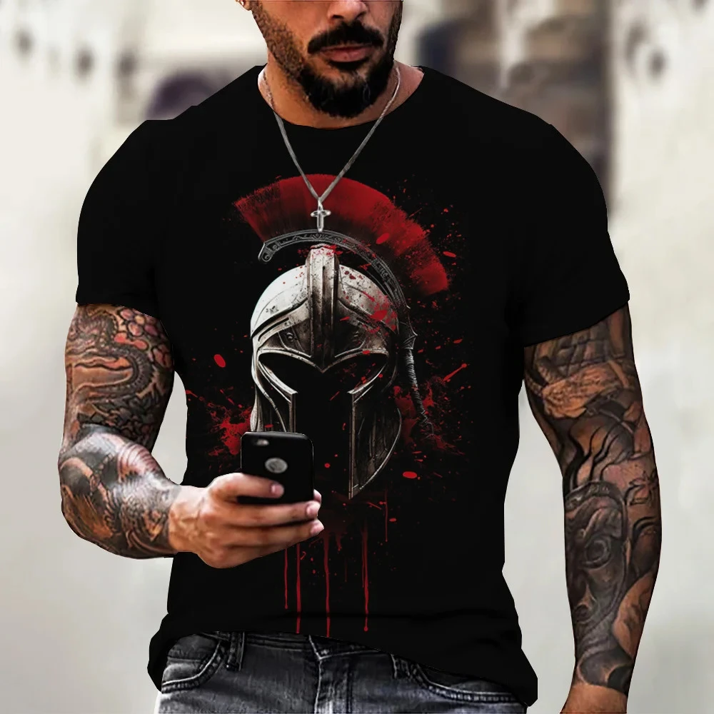 Fashion-Spartan-Warrior-Print-T-Shirt-for-Men-Hip-Hop-Trend-Harajuku ...