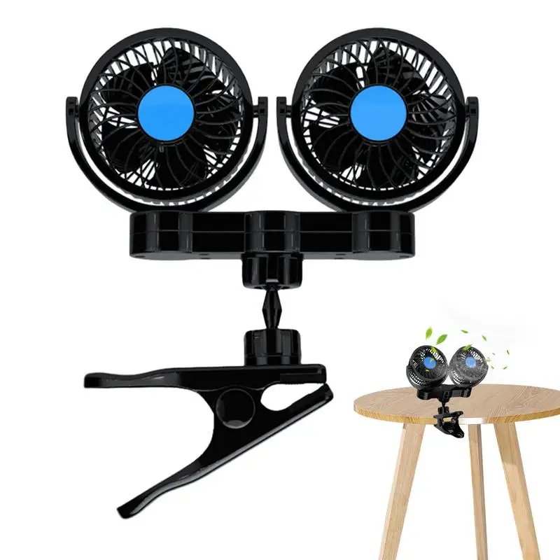 Auto-Cooling-Fan-Car-Cooling-Dual-Head-Fans-Clip-Strong-Wind-Adjustable ...