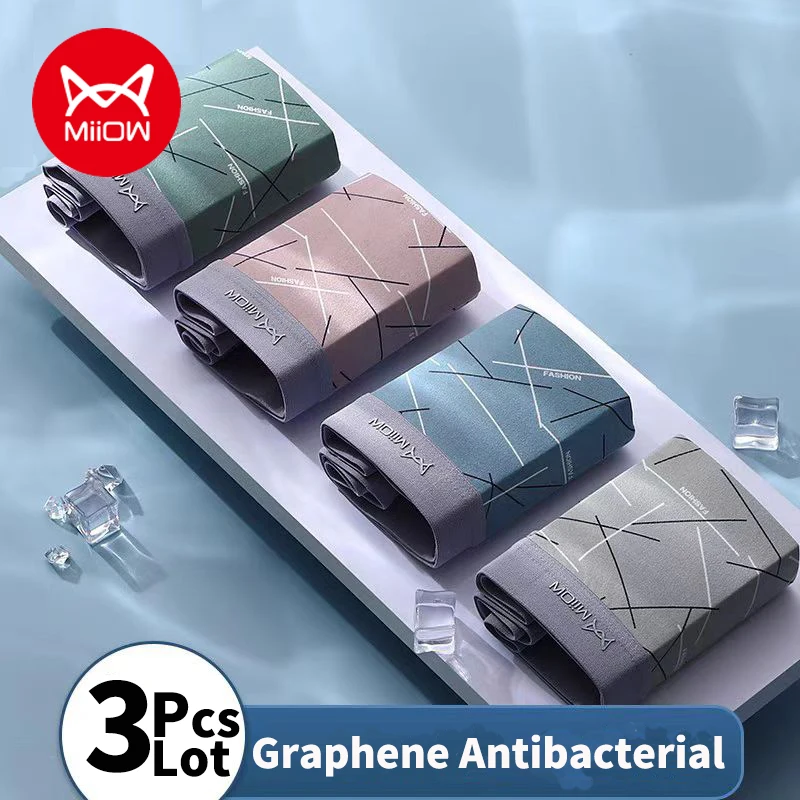 MIIOW-3Pcs-Men-Underwear-Comfortable-U-Pouch-Ice-Silk-Man-Boxers-Graphene-Antibacterial ...