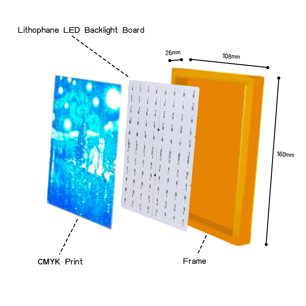 Lithophane LED Backlight Board Kit For Bambu Lab P1P P1S X1 X1C X1E A1 ...