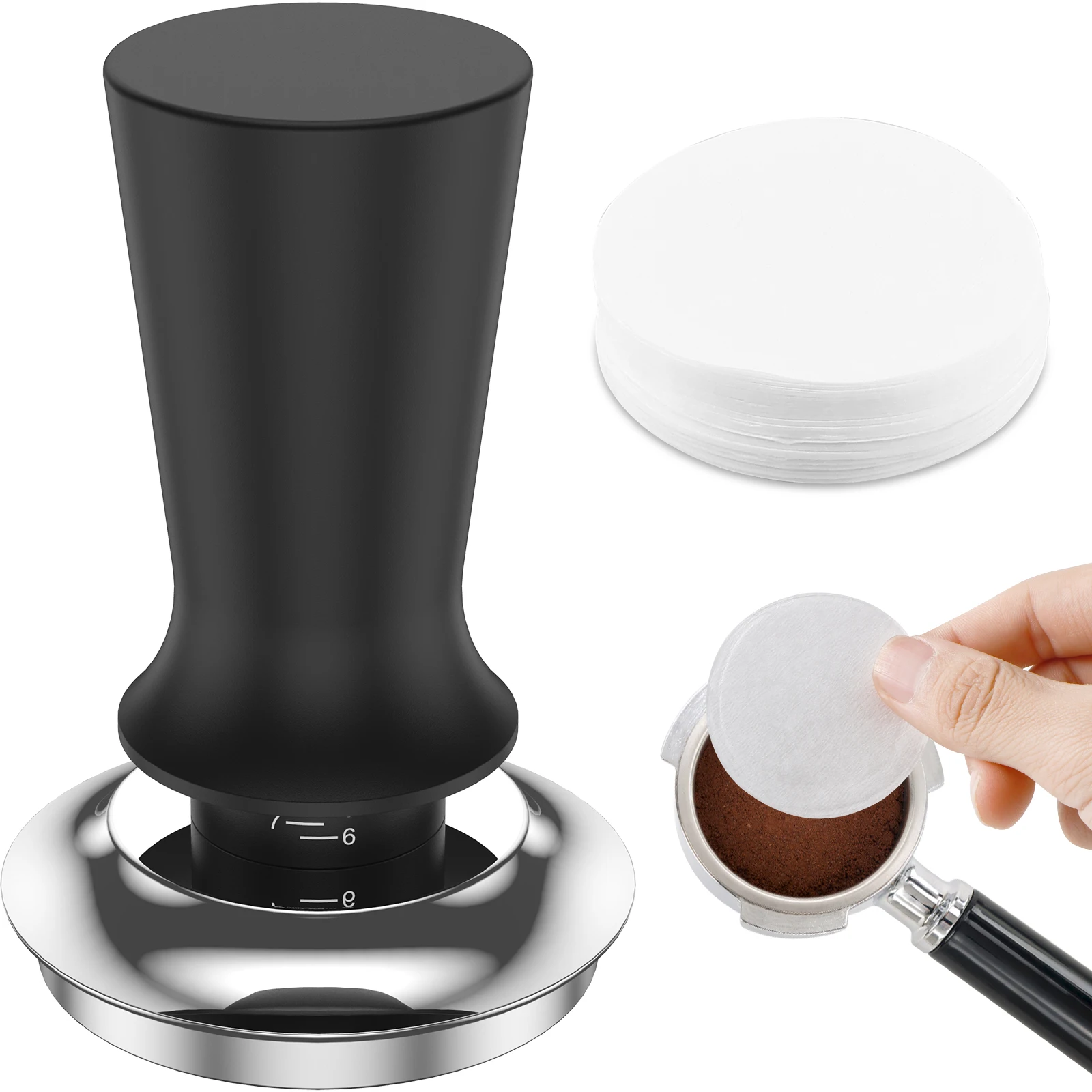 Espresso-Machine-Tamper-Calibrated-Coffee-Tamper-200-Pcs-Filters ...