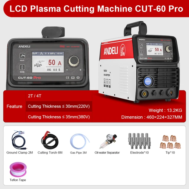 ANDELI CUT-60 PRO Plasma Cutting Machine 220V&380V LCD Display Non-HF ...
