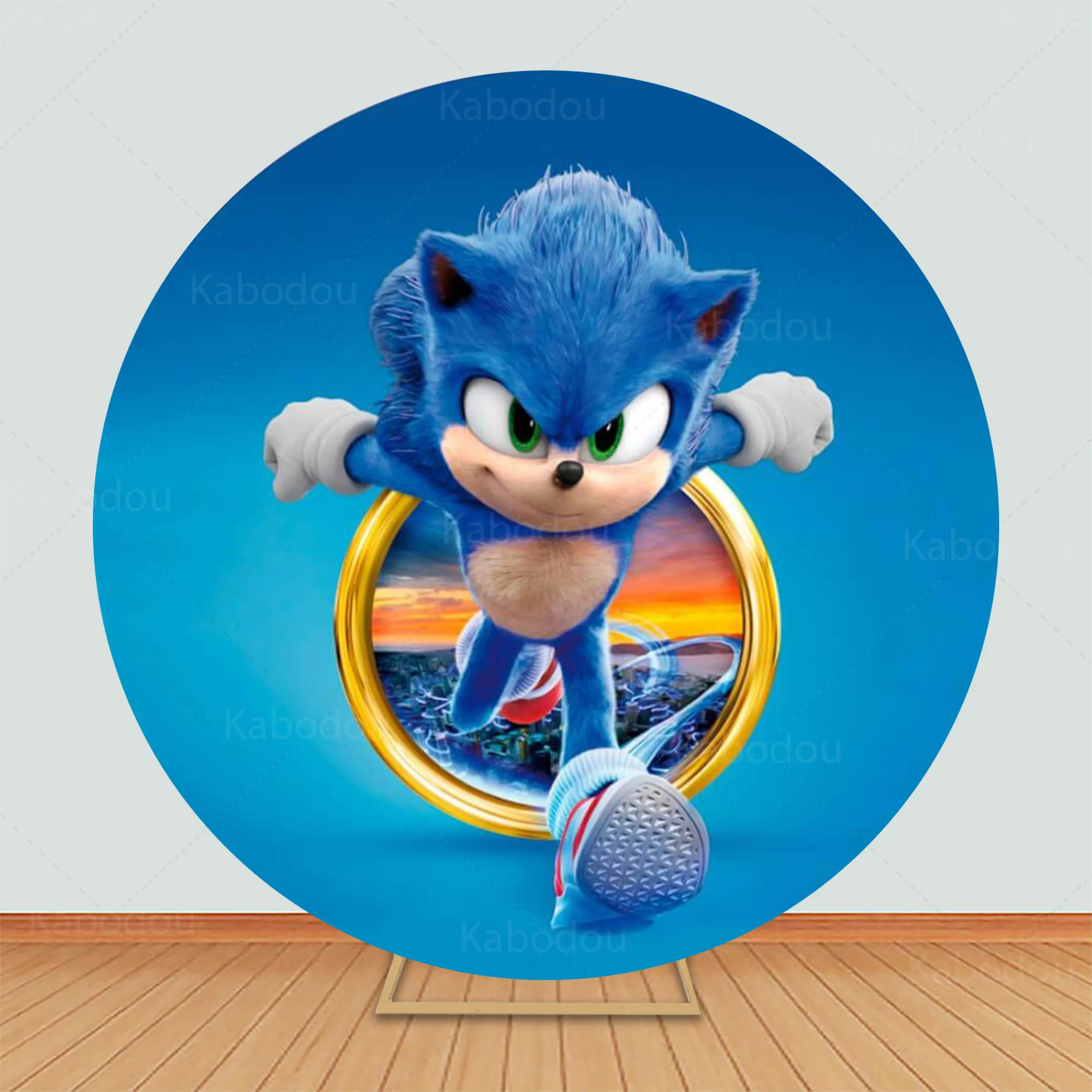 Fondo redondo azul sónico para fiesta de cumpleaños de niños ...