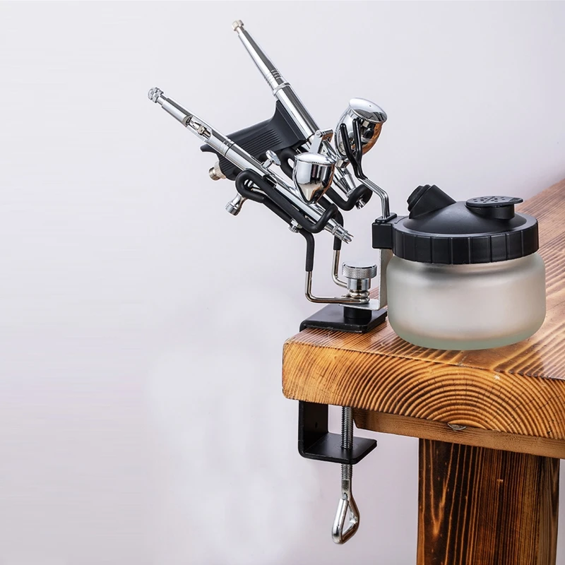 Airbrush Stand Practical Clamp-on Style Airbrush Holder Two-brush Table ...