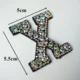 26 Letters Rhinestones Alphabet ABC Sew Iron On Patches Rainbow Shining ...
