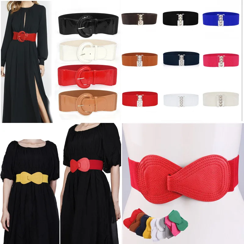 Fashion-Red-Elastic-Waistband-Female-Waist-Belt-Lady-Bow-Waistbands ...