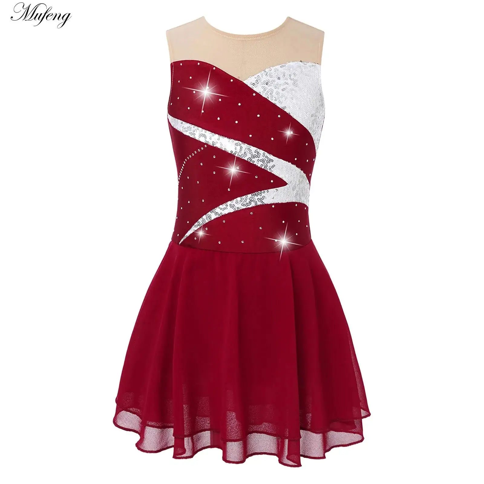 Girl-Sequins-Diamante-Sleeveless-Ballet-Dance-Leotard-Tutu-Dress ...