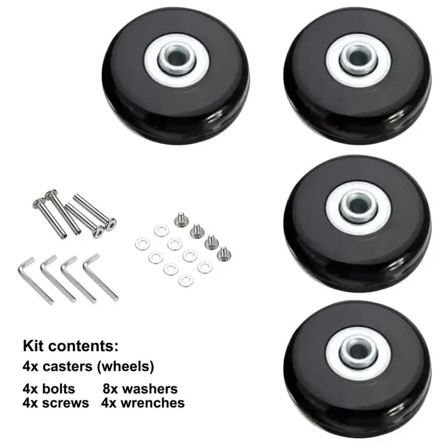 4Pcs Replace Wheels With Screw For Travel Luggage Suitcase Wheels Axles ...