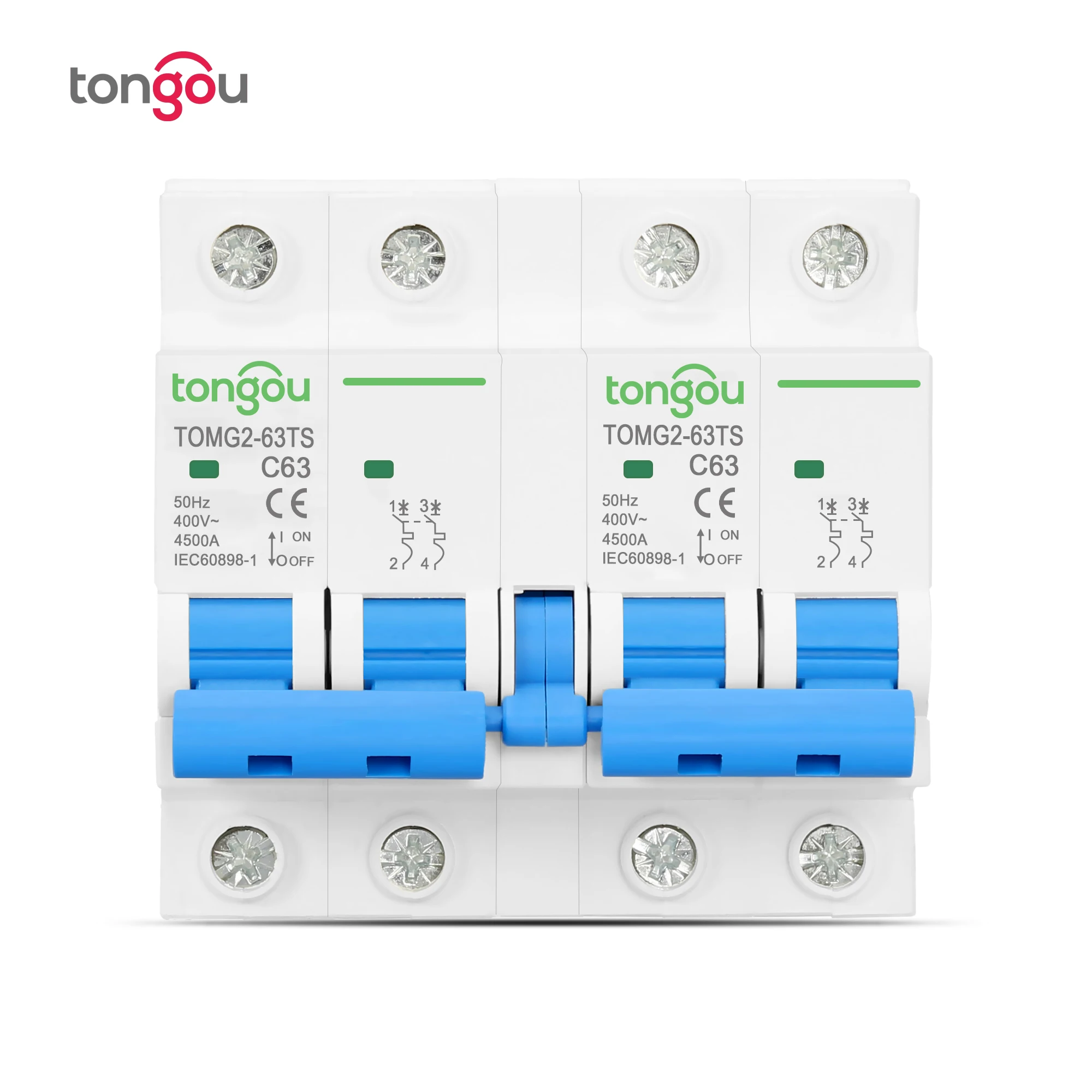 TONGOU 2P 63A MTS Dual power Manual transfer switch Circuit breaker MCB ...