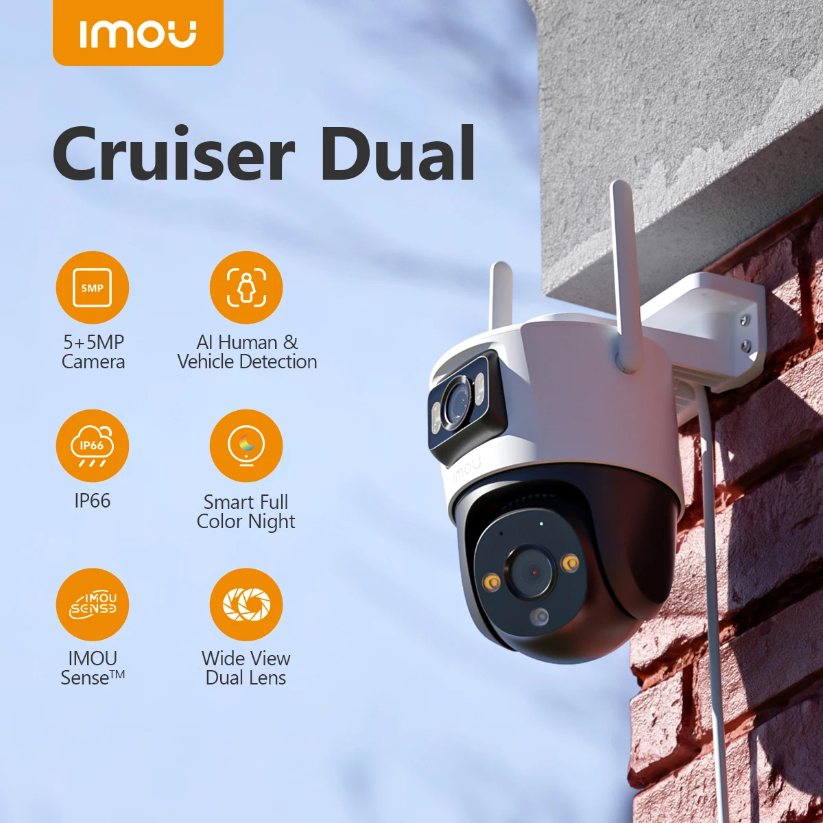 IMOU PT-cámara IP Cruiser con Wifi, lente Dual de 6MP, 8MP, 10MP, habla bidireccional, detección ...