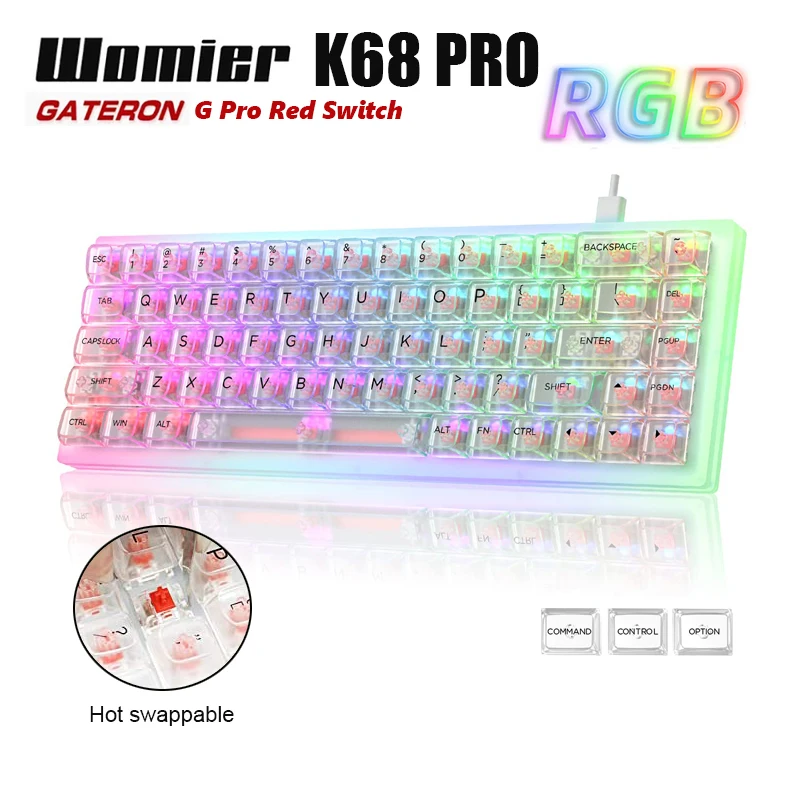 Womier K66 Keys Hot Swappable Mechanical Gaming Keyboard Tyce-c Wired ...